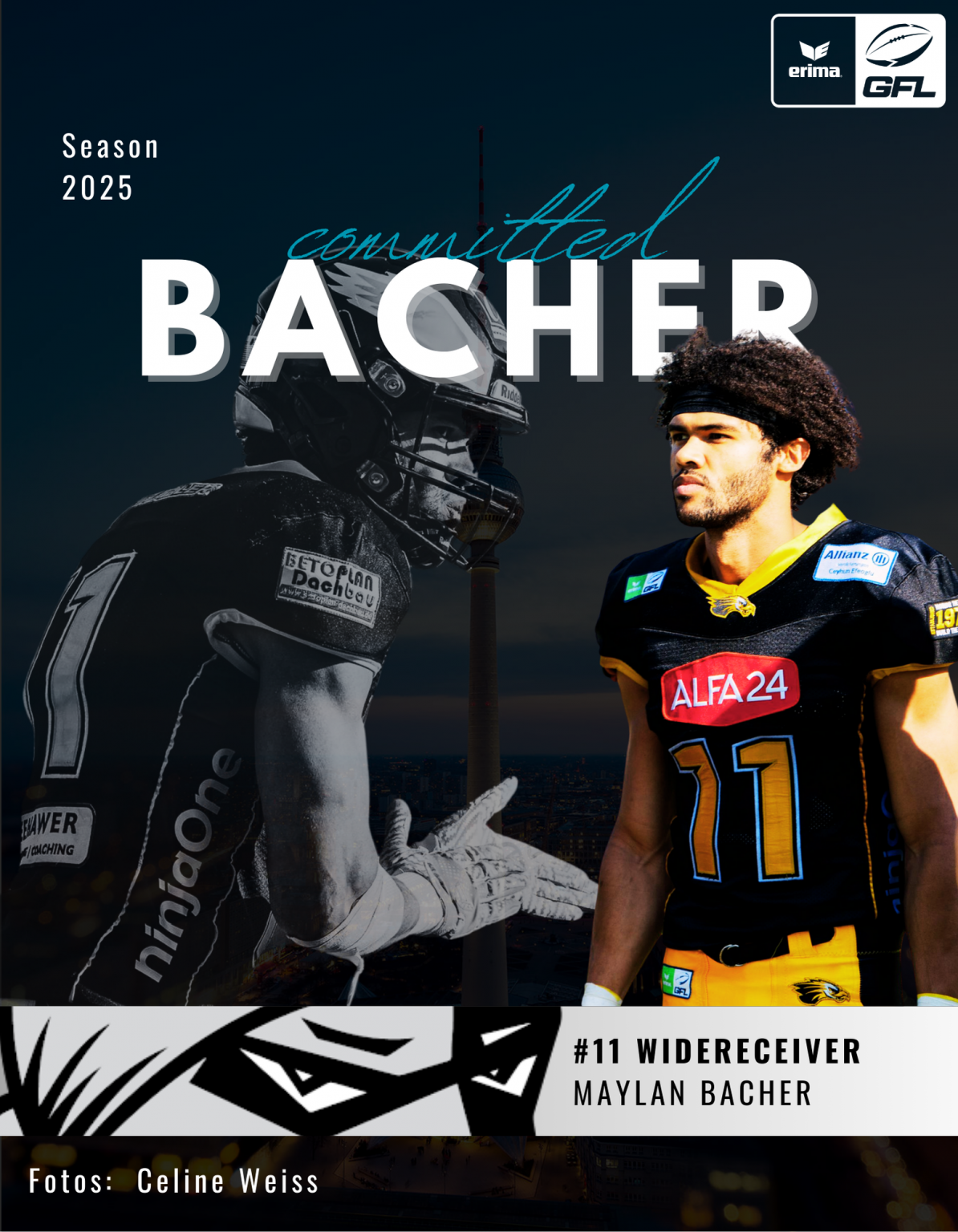 WR Maylan Bacher wechselt nach Charlottenburg! - Erima GFL